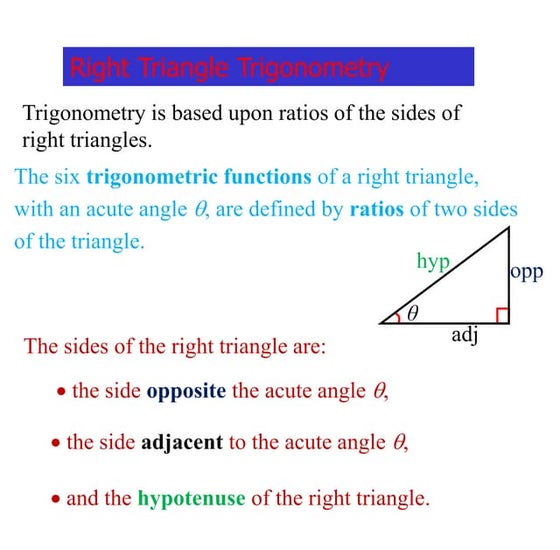 Trigonometry ratios in right triangle | PPT