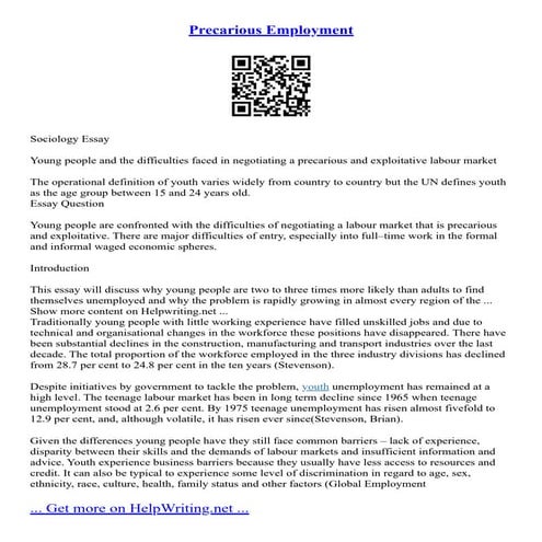 Precarious Employment | PDF