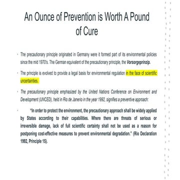 Precautionary Principle in Environmental Law | PPTX