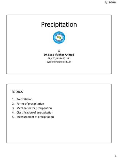 Precipitation, types and their different forms. | PPTX