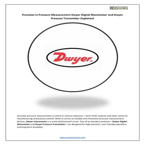 Precision in Pressure Measurement Dwyer Digital Manometer and Dwyer ...