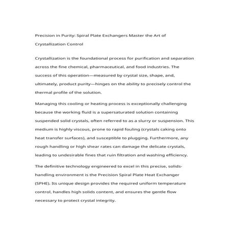 Precision in Purity Spiral Plate Exchangers Master the Art of Crystallization Control.docx