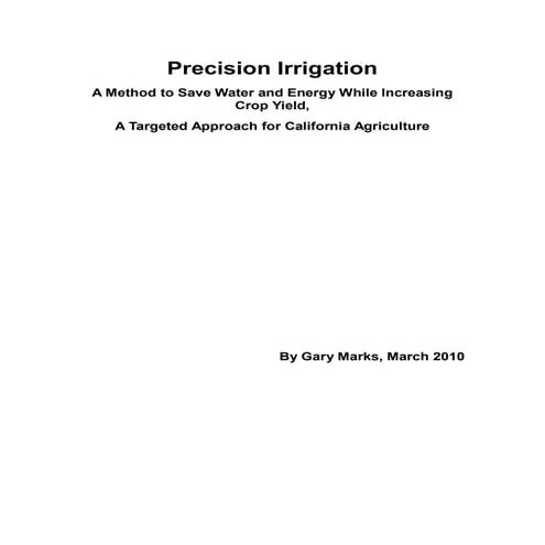 Precision Irrigation: A Method to Save Water and Energy While ...