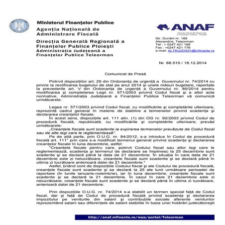 Precizari obligatii fiscale decembrie | PDF