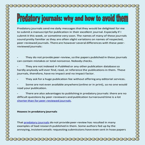 Predatory journals: Why and How to Avoid Them | DOCX