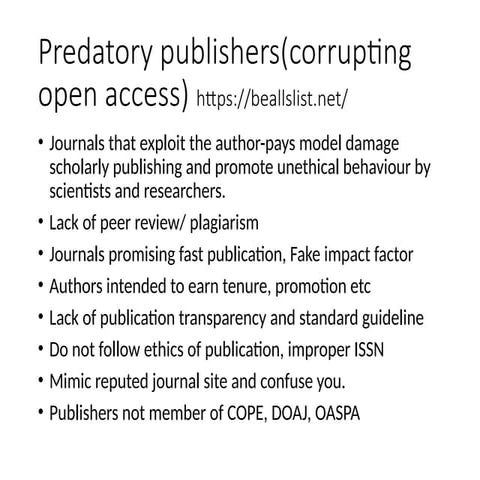 Predatory publishers and methods to find it.pptx