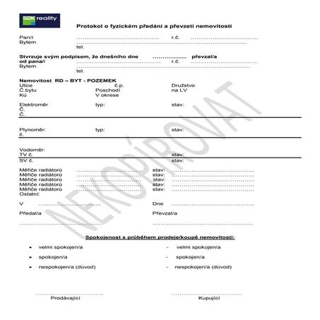 Předávací protokol nemovitosti | PDF