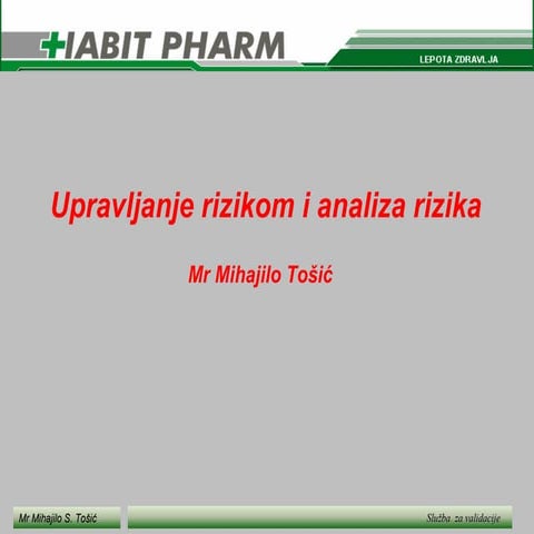 Upravljanje rizikom i analiza rizika | PPT