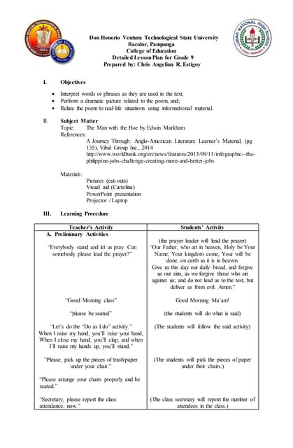English 9 Lesson Types of stages | PPT