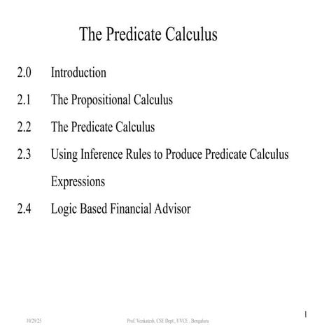 Predicate Calculus Presentation and Predicate Calculus presentation | PPT
