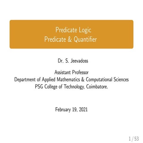 Predicate Logic And Propositional Logic In Discrete Structure Ppt
