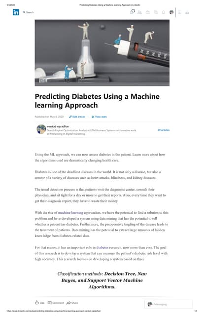 Predicting Diabetes Using A Machine Learning Approach Linked In Pdf