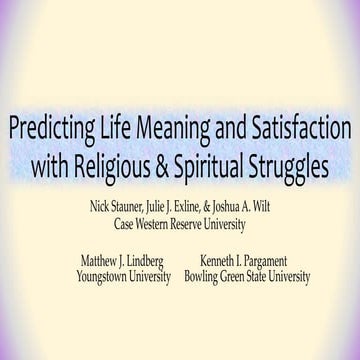Predicting life meaning and satisfaction with religious & spiritual ...