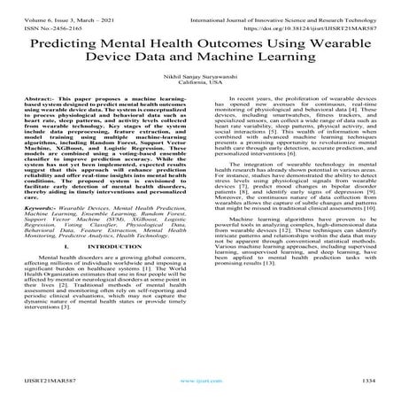 Predicting Mental Health Outcomes Using Wearable Device Data and ...