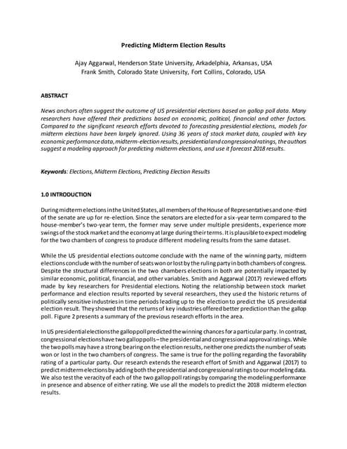 Predicting Midterm Election Results Using Stock Market Performance And
