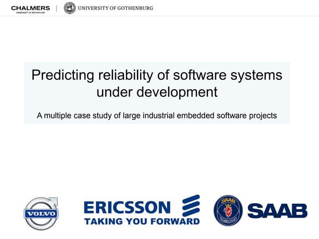 Predicting Reliability Of Software Systems Under Development Ppt