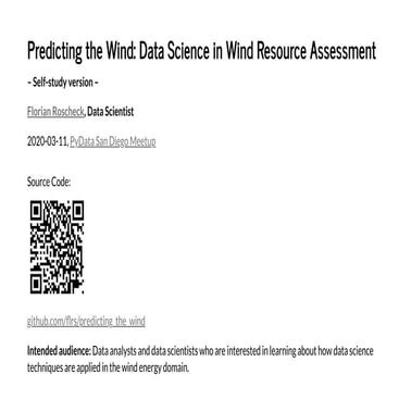 Predicting the Wind: Data Science in Wind Resource Assessment | PPT