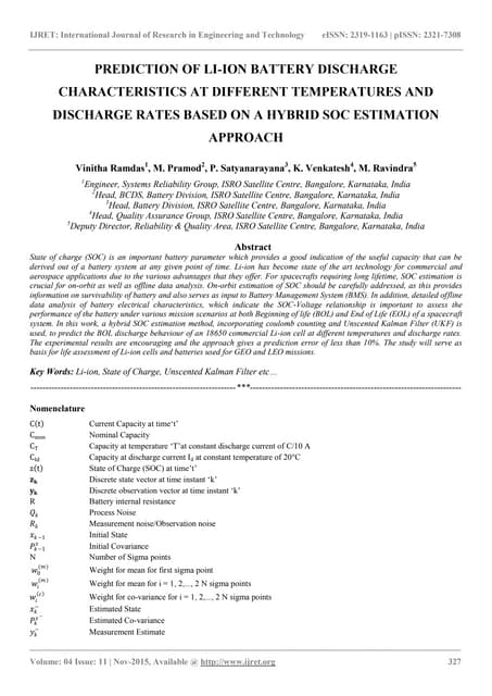 State Of Charge Estimation Based On A Modified Extended Kalman Filter Pdf Physics Science