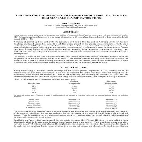 Prediction Of Soaked Cbr For Coarse Grained Soil Mixtures Condensed To 10 Pages | PDF