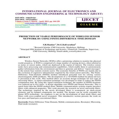 Prediction Of Viable Performance Of Wireless Sensor Network By Using