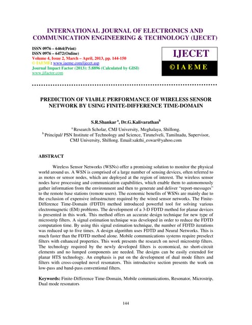 Prediction Of Viable Performance Of Wireless Sensor Network By Using