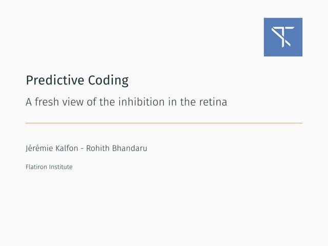Predictive Coding Inhibition In The Retina Ppt