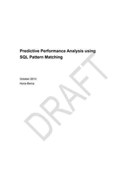 Predictive performance analysis using sql pattern matching | PDF Predictive performance analysis using sql pattern matching | PDF