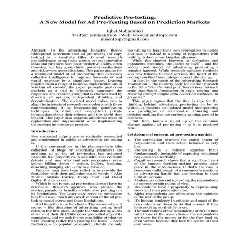 Predictive Pre-Testing: A New Model for Ad Pre-Testing Based on ...