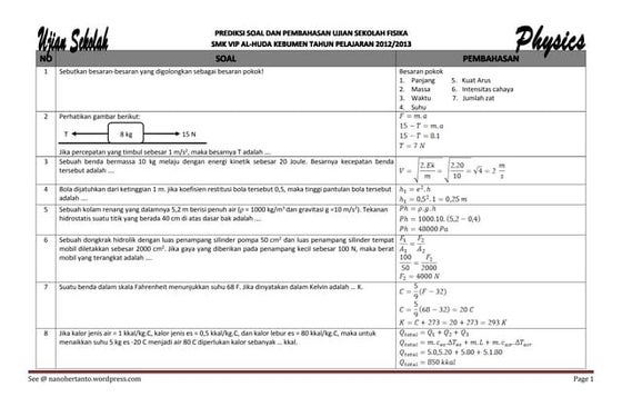 Soal ujian akhir fisika semester ganjil kelas xii ipa | DOC