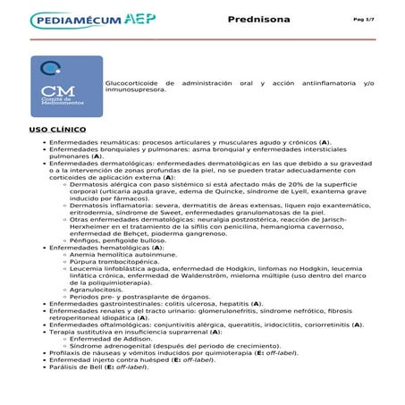 Prednisona datos sobre su uso en pediatría | PDF