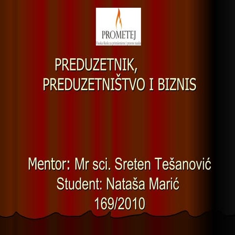 Preduzetnik, preduzetništvo i biznis | PPT