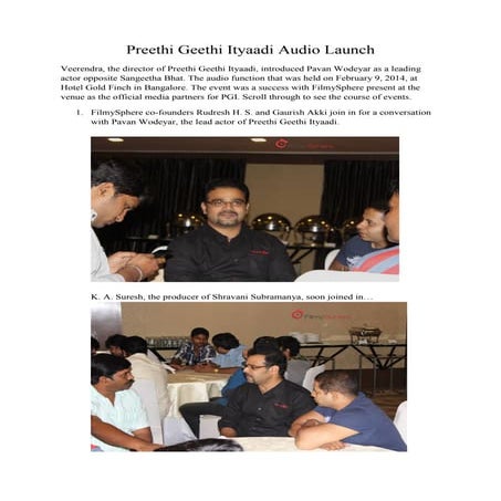 Preethi geethi ityaadi audio launch | PDF
