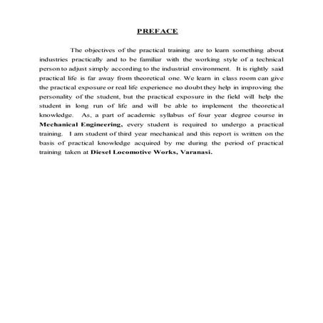 Preface on dlw varanasi | DOCX | Vocational Training | Careers
