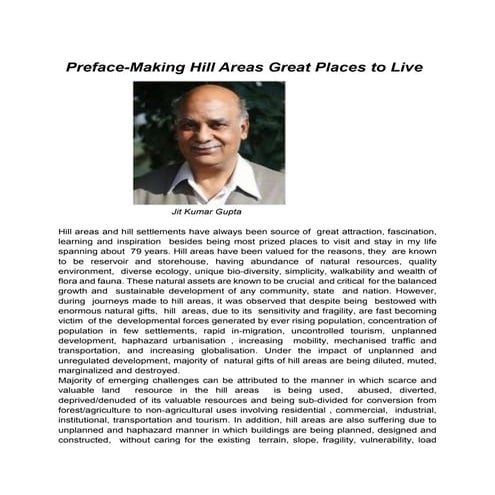 Promoting Sustainable Development of Hill Areas- Issues and Option | PPTX