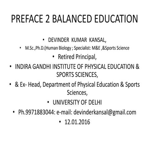 BALANCED EDUCATION 4 PRE TRAINING TEACHERS | PPT