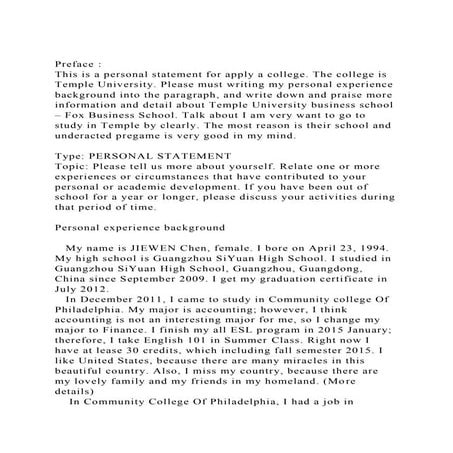 Preface：This is a personal statement for apply a college. The co.docx