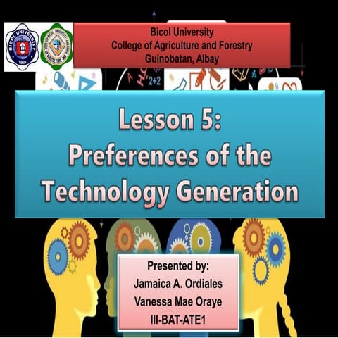 Lesson 5: Preferences of the Technology Generation - Ordiales, Jamaica ...