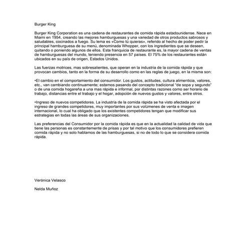 Preferencias del consumidor por la comida rapida | DOCX