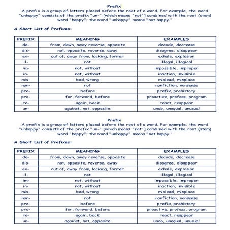 Prefix hand out | DOCX