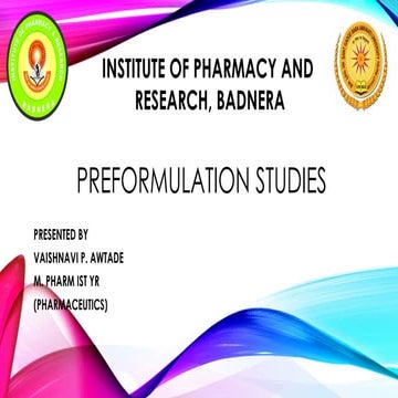 preformulation study during drug development .pptx