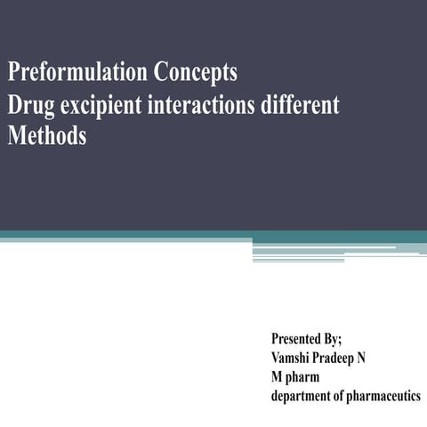 preformulation concepts, drug excipient interactions different methods ...