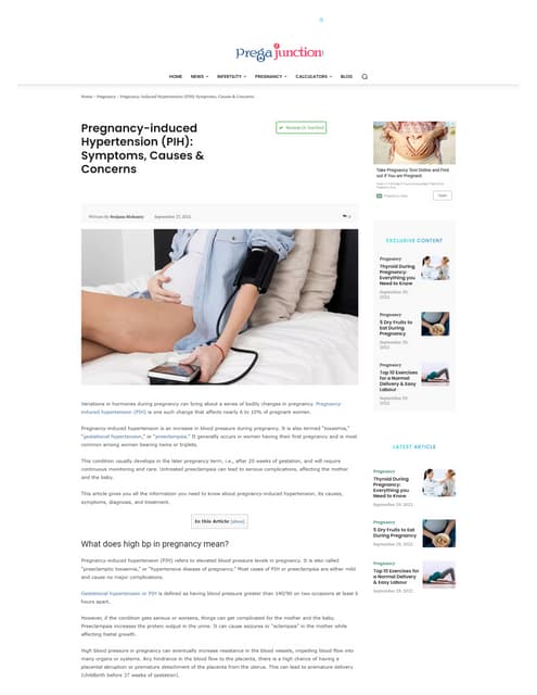 Pregnancy Induced Hypertension (PIH): Symptoms, Causes & Concerns Pregnancy Induced Hypertension (PIH): Symptoms, Causes & Concerns