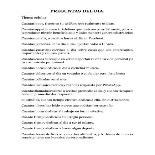 Preguntas del dia | DOCX