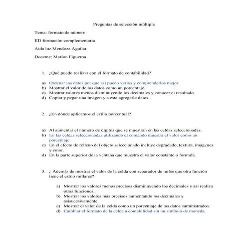 Preguntas de selección múltiple | DOCX