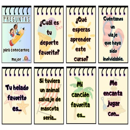 Preguntas para conocernos mejor a los compañeros de clase. | PDF