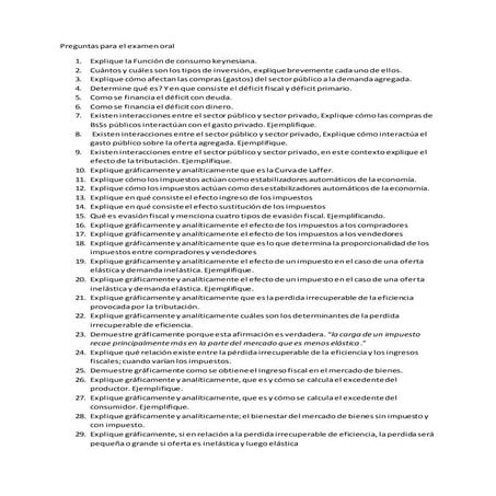 Preguntas para el examen oral segundo parcial 2014 | DOCX | Business Accounting & Finance | Business