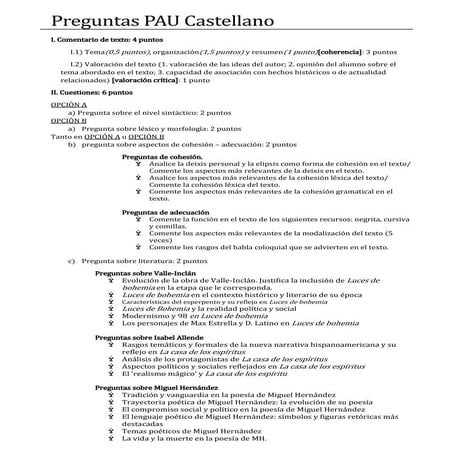 Preguntas PAU Castellano - Comunidad Valenciana (Valencia, Alicante ...