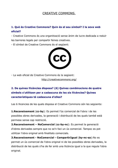 Preguntes creative commons | PDF