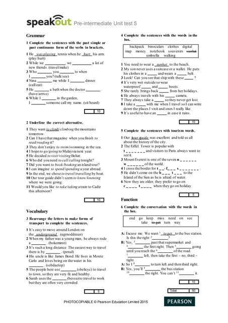 Grammar Test Answer Key | PDF
