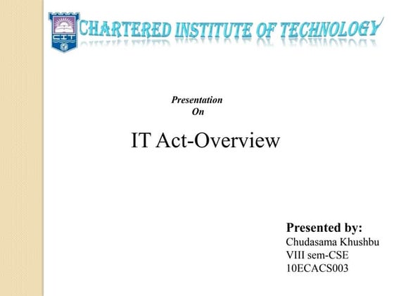 Cyber Law IT Act Section 66 to 66F | PPTX